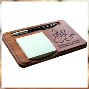 Cat Sticky Note Holder, Cat Gift, Personalized Sticky Note Holder & Pen ...