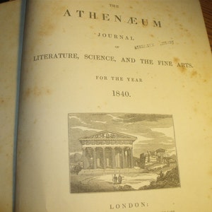 1840 ATHENAEUM Journal of Literature Science and Fine Arts LONDON - Etsy