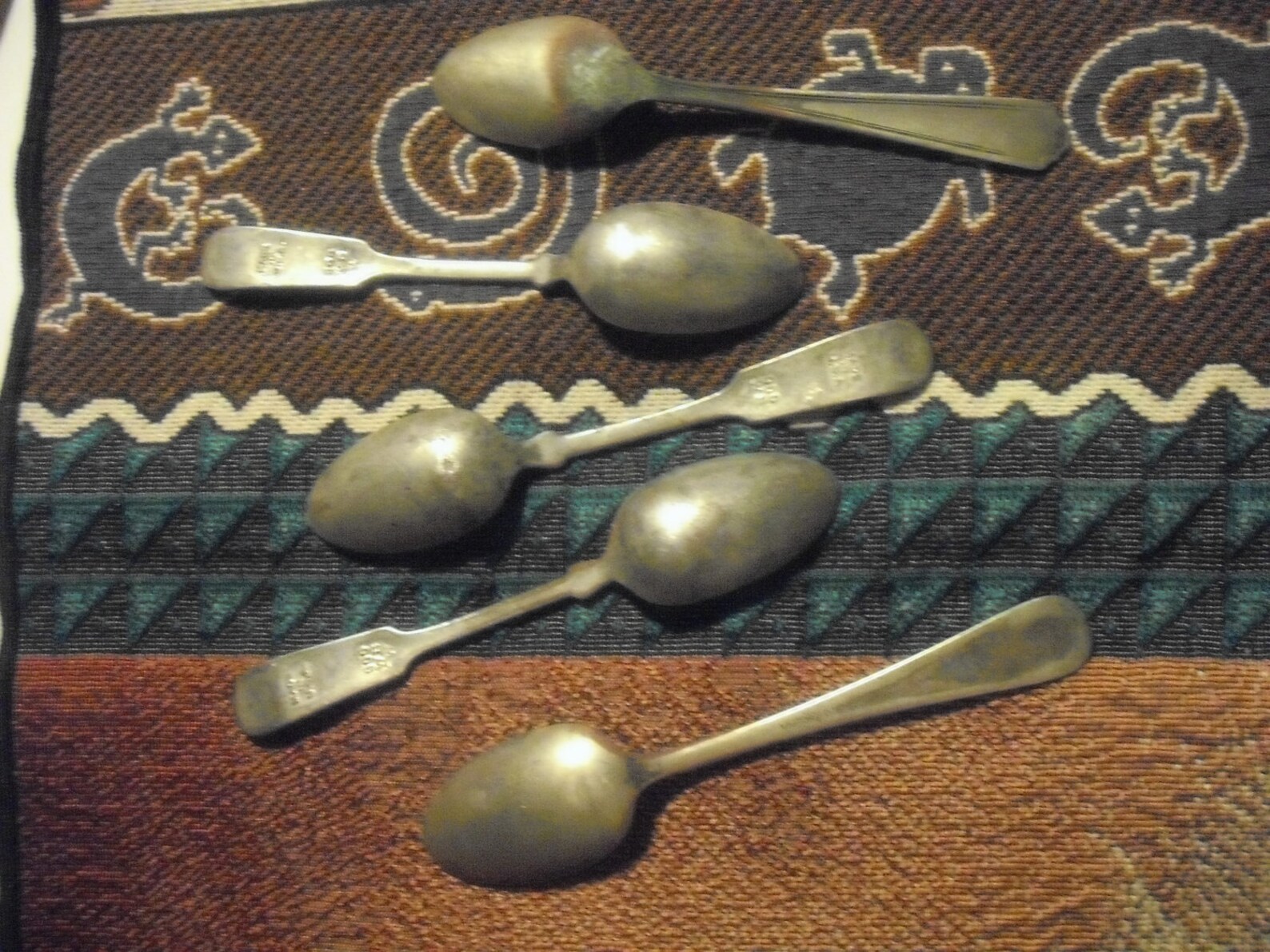 Antique Tinned Spoons and Yates Silver Plate Spoon Lot of 5 Spoons ...
