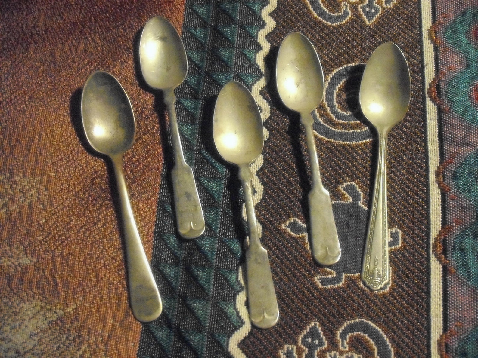 Antique Tinned Spoons and Yates Silver Plate Spoon Lot of 5 Spoons ...