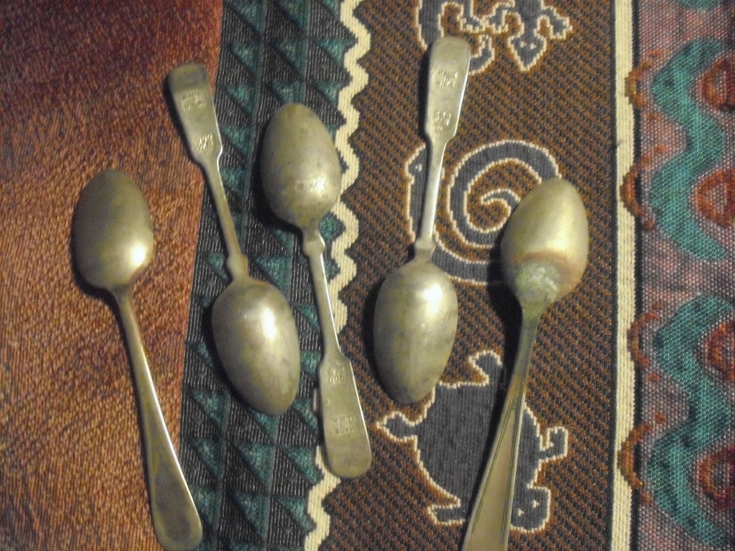 Antique Tinned Spoons and Yates Silver Plate Spoon Lot of 5 Spoons ...