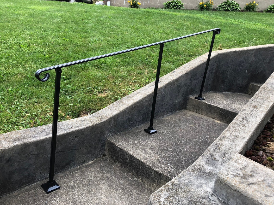 8 Foot Ornamental Stair Railing Three Posts Steel Crown - Etsy