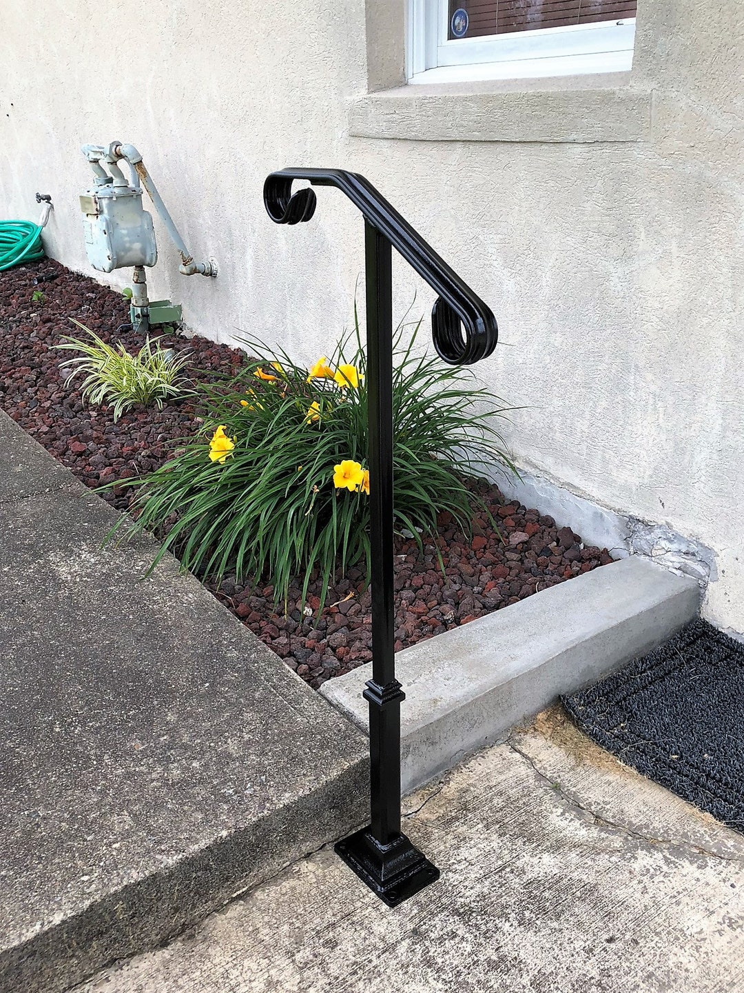 Single Post Ornamental Hand Rail 1 or 2 Step Railing for Stairs Steel ...