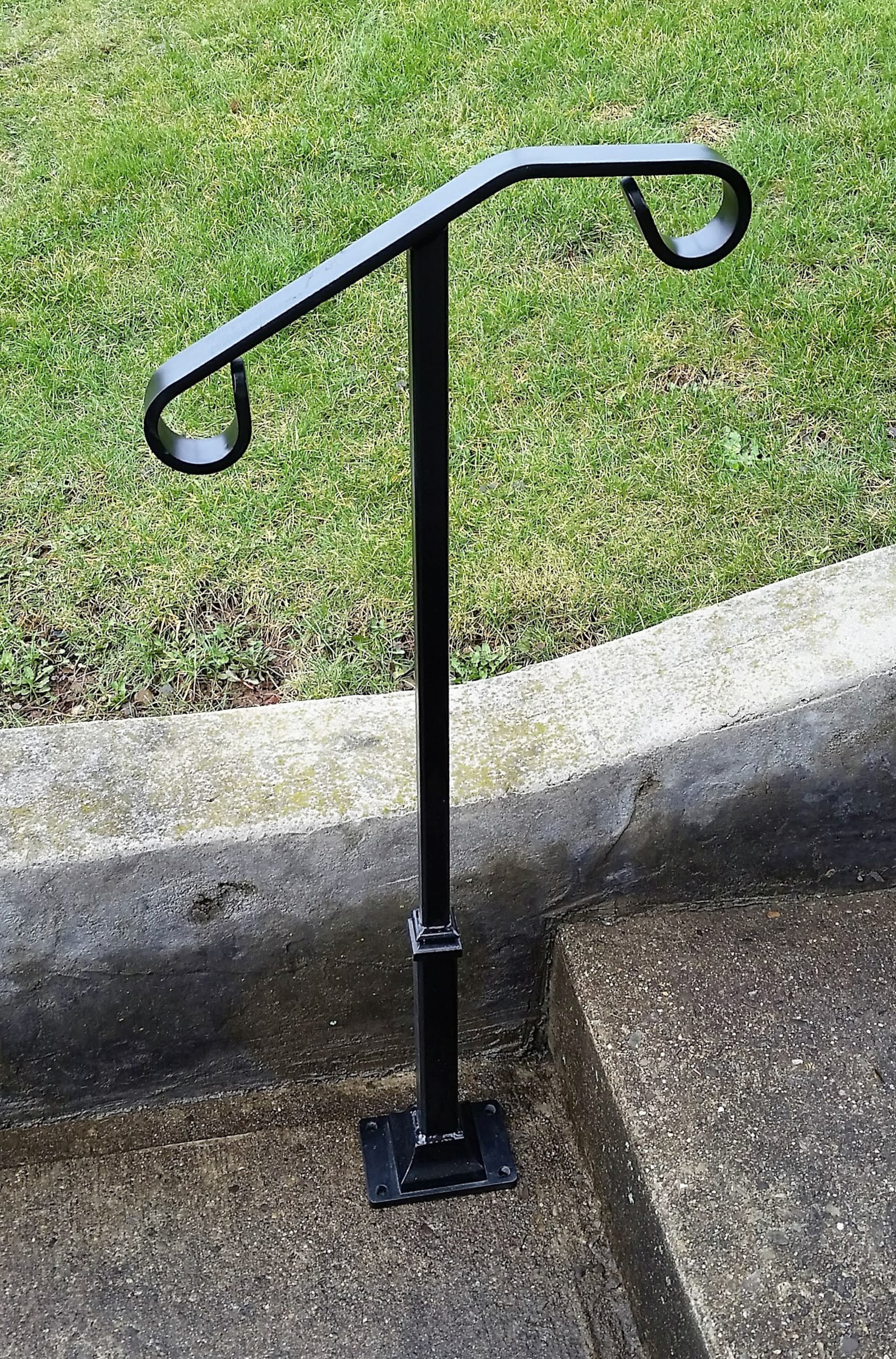 Standard Single Post Flat Bar Top Hand Rail 1 or 2 Step Railing for ...