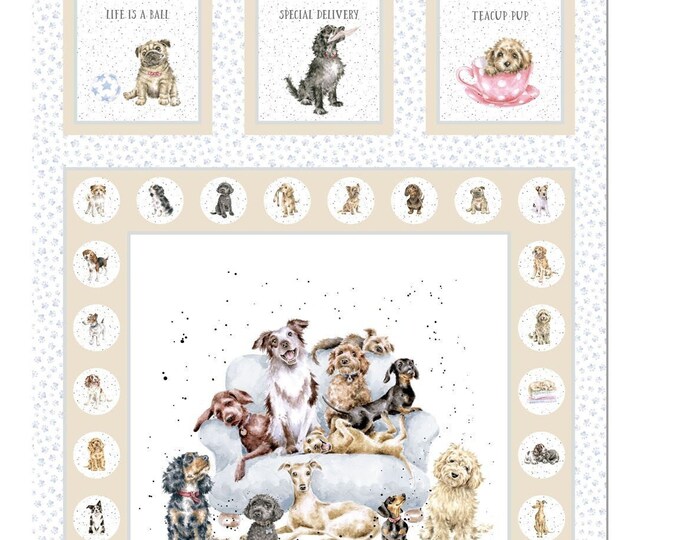 Whiskers & Paws, 27" Panel - Dogs 10411 E, Hannah Dale, Maywood Studio ...