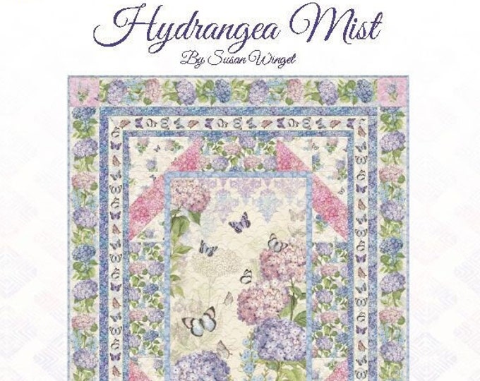 Hydrangea Mist Pattern, Throw Quilt, Paper Pattern, Fabric Panel ...