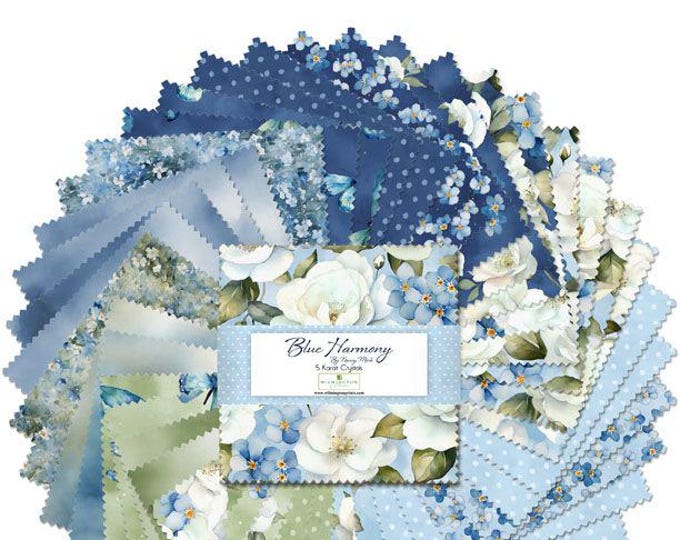 Blue Harmony Charm Pack, Nancy Mink, Wilmington Prints, Floral Precut ...