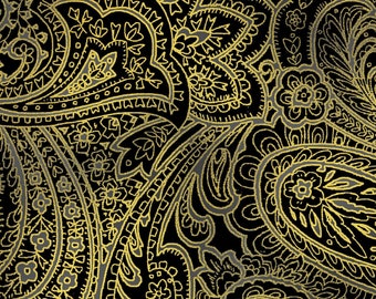 Black Paisley Fabric | Etsy
