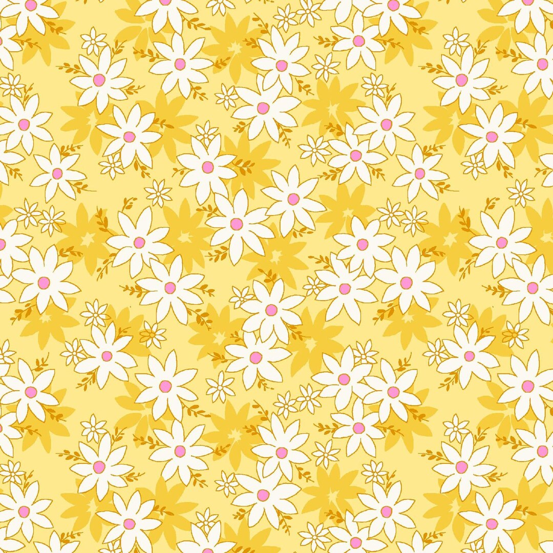 Nana Mae 8, Large Daisy Yellow 1493 44, Henry Glass, 1930s Inspired ...
