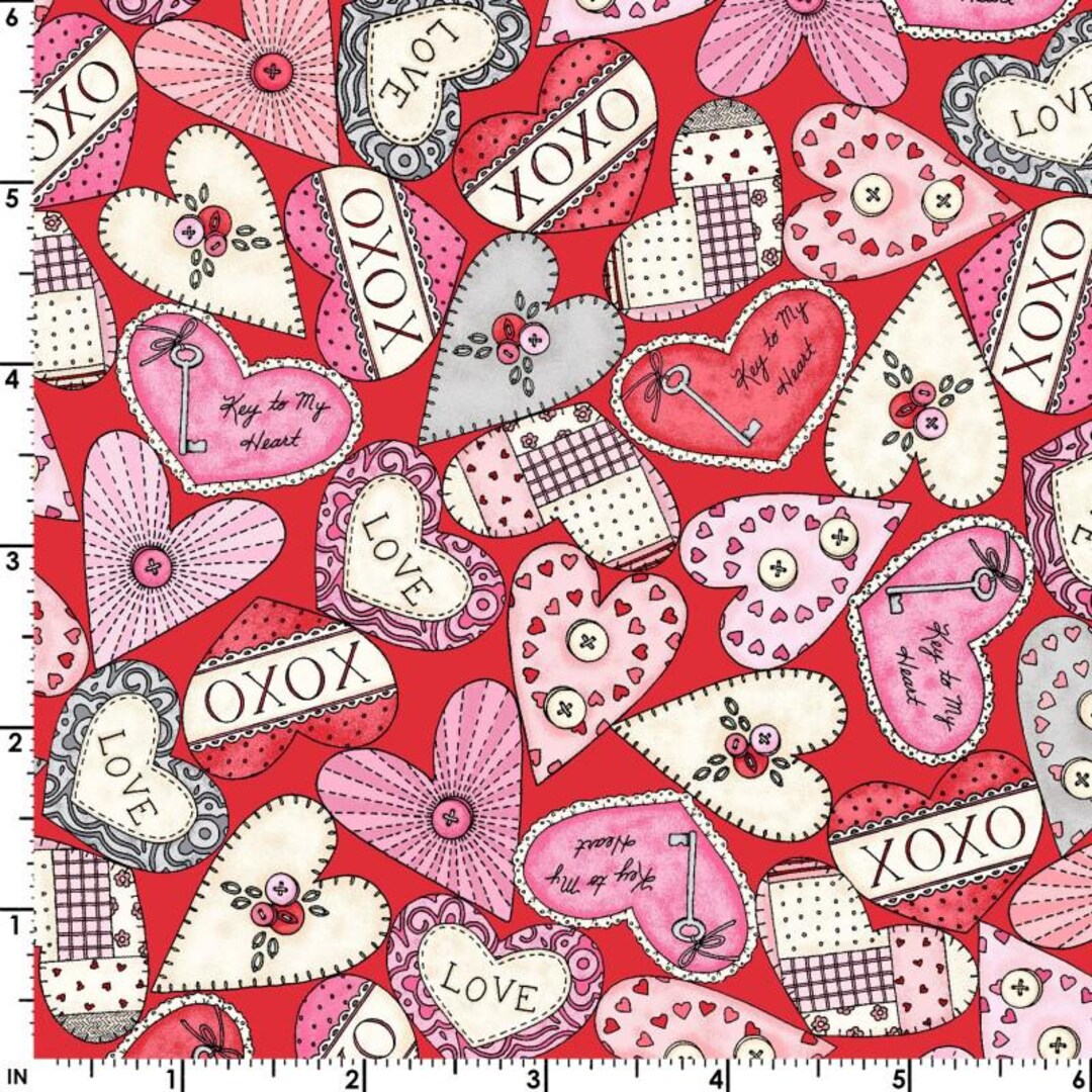 I Heart You, Packed Hearts Red 10761-R, Kris Lammers for Maywood Studio ...