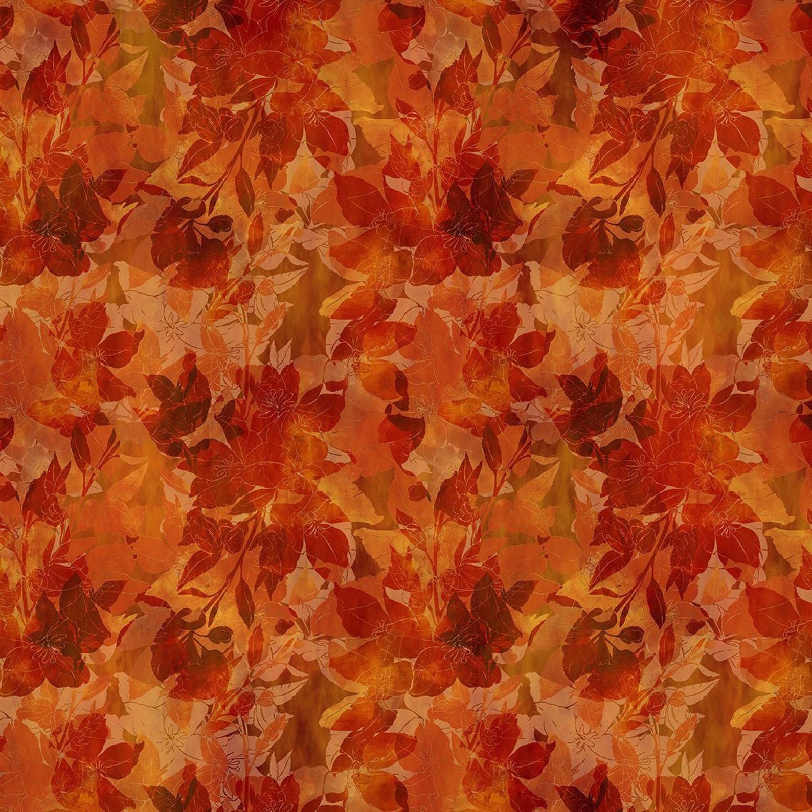 Autumn Leaves Fabric Fall Fabric Digital Print Reflections - Etsy