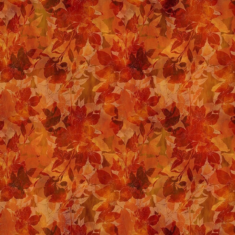 Autumn Leaves Fabric Fall Fabric Digital Print Reflections - Etsy
