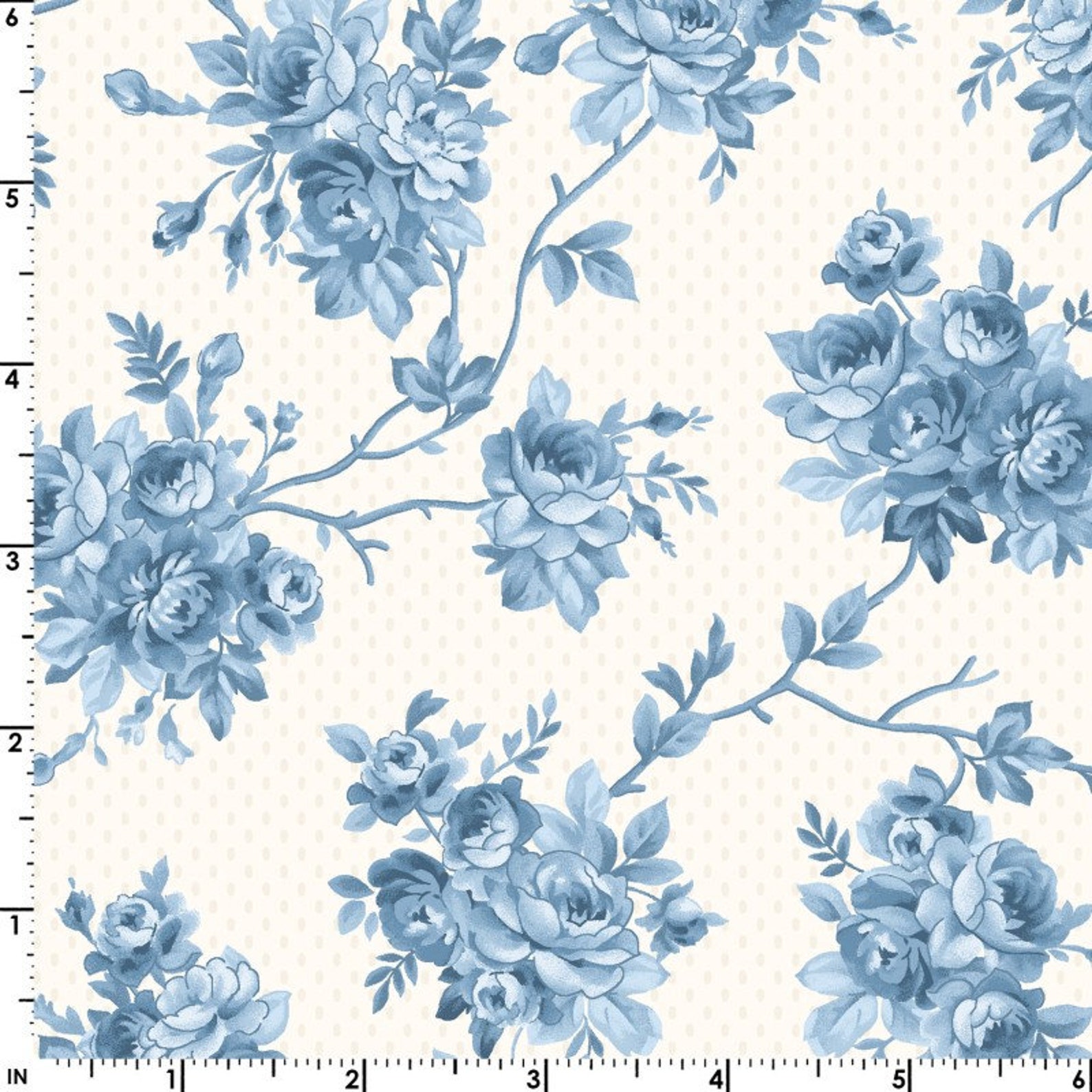 Blue Rose Fabric Floral Fabric Flower Fabric American - Etsy