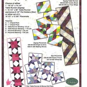 Zigzag Table Runner Pattern, Hard Copy Pattern, Precut Pattern, Charm Pack Pattern, Paper ...