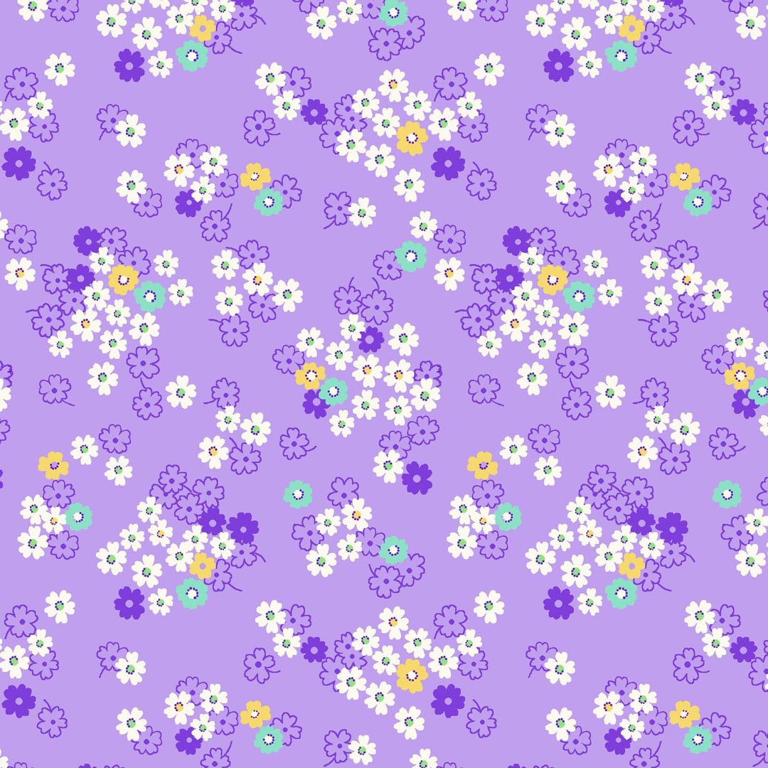 Nana Mae 8 Spaced Floral Purple 1498 55 Henry Glass 1930s Inspired ...