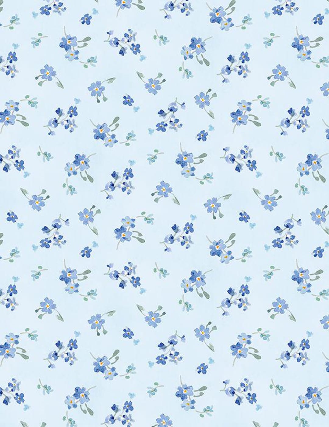 Bees & Blooms, Small Floral Toss Blue 89286 447, Wilmington Prints ...