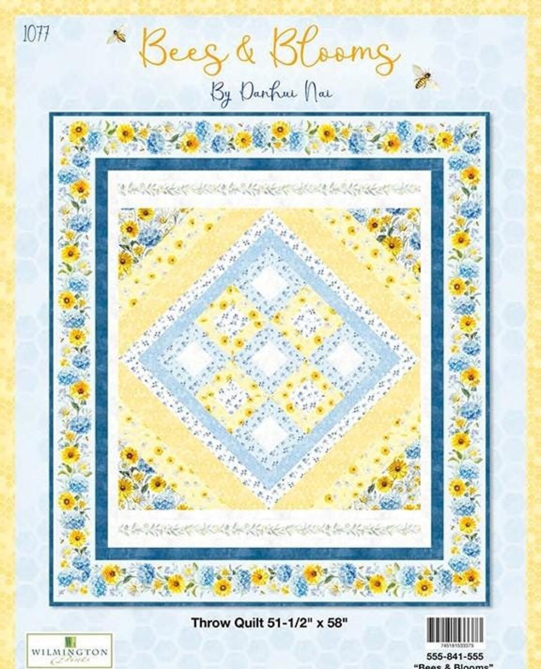 Bees & Blooms Throw Quilt Pattern, Paper Pattern, 51.5" X 58" Pattern ...
