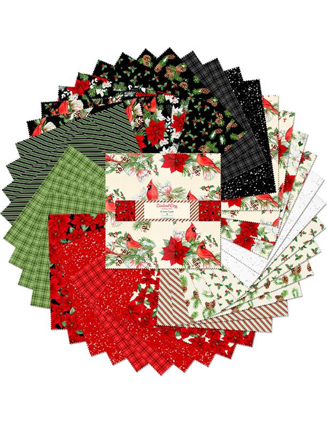 Cardinal Cozy Layer Cake, Nancy Mink, Wilmington Prints, Precut Squares ...