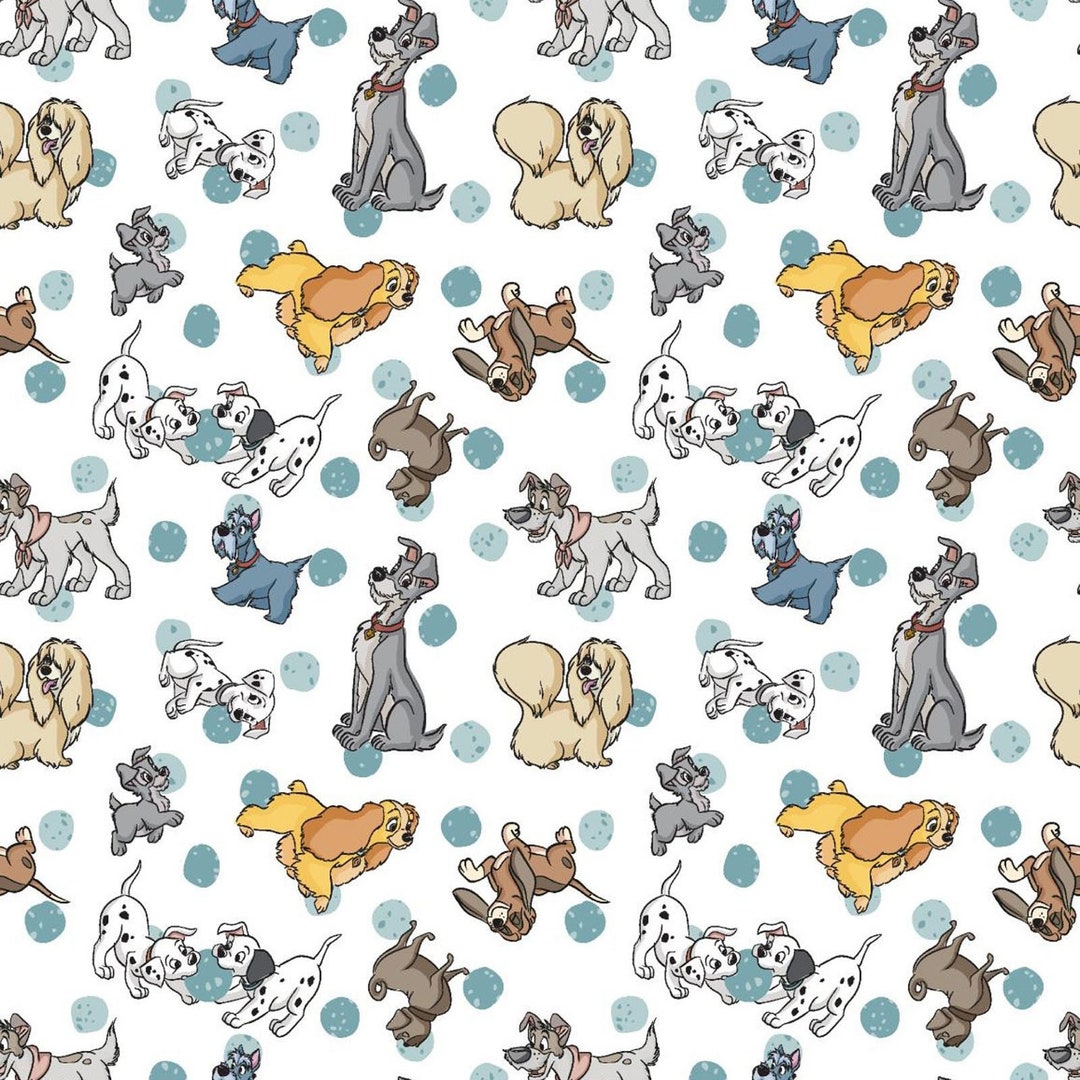 Disney Fabric, 101 Dalmations, Lady and the Tramp, Disney Dogs ...