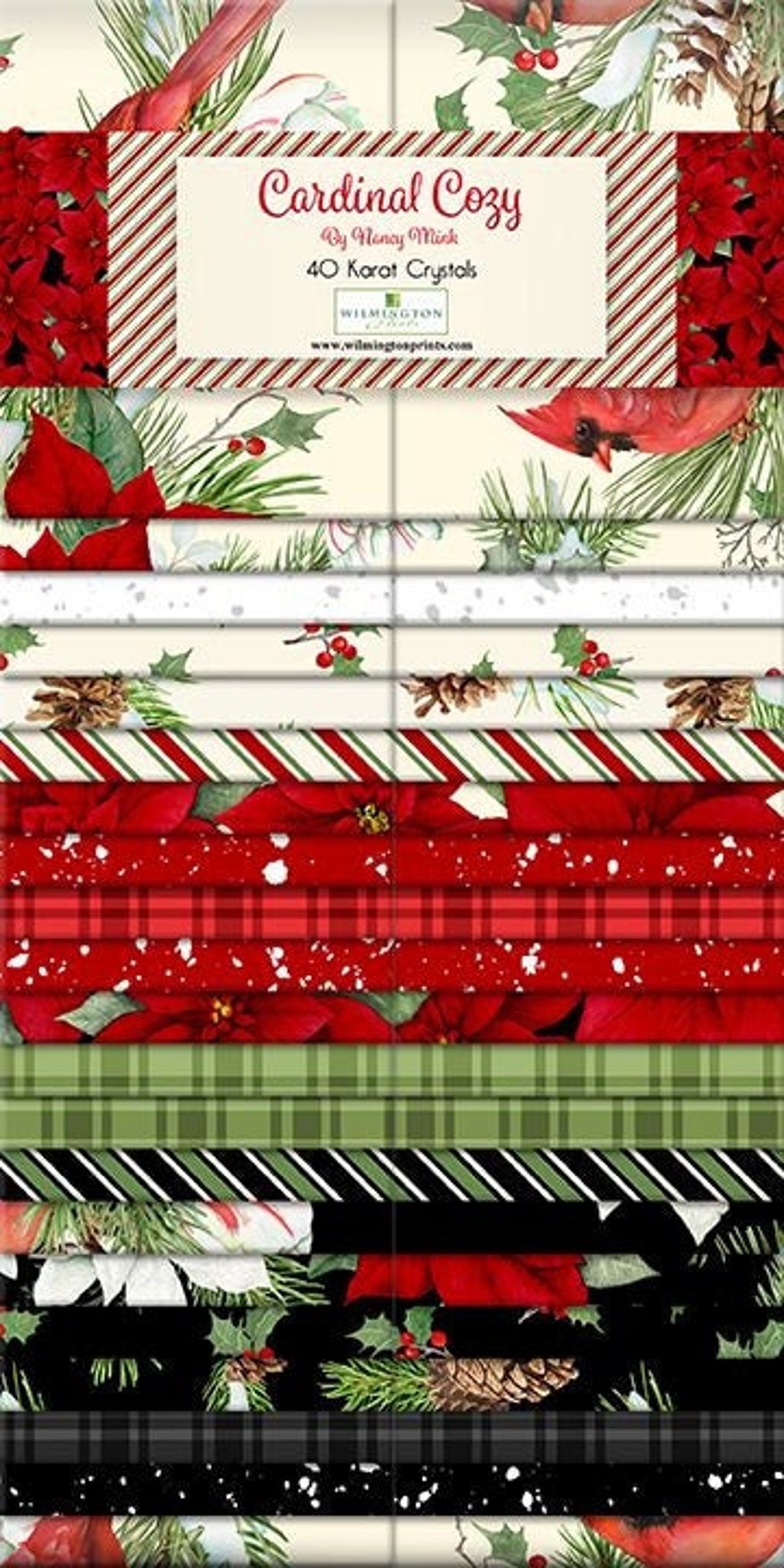 Cardinal Cozy Jelly Roll, Nancy Mink, Wilmington Prints, Red Cardinals ...