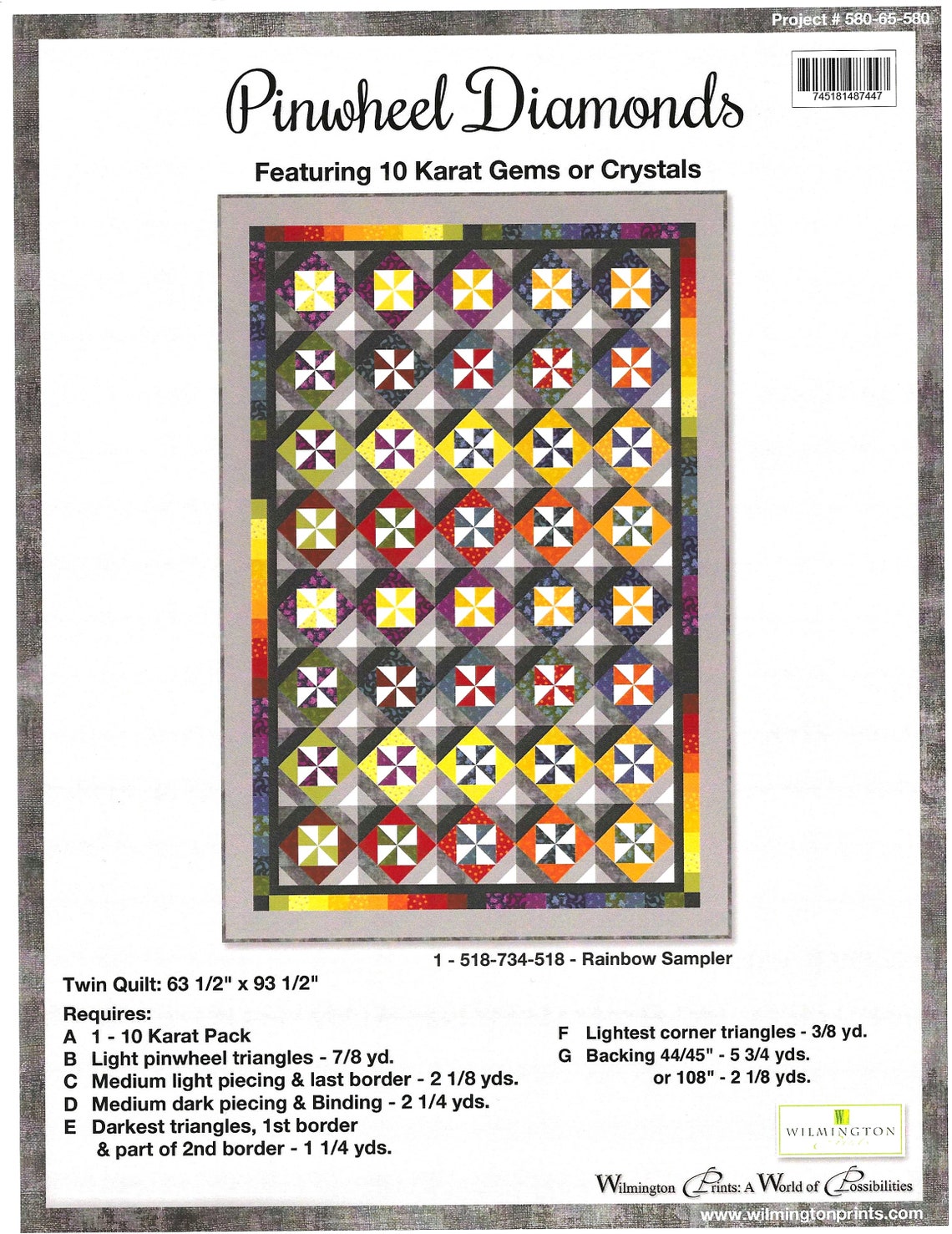Pinwheel Diamonds Twin Quilt Pattern, Hard Copy Pattern, Precut Pattern ...