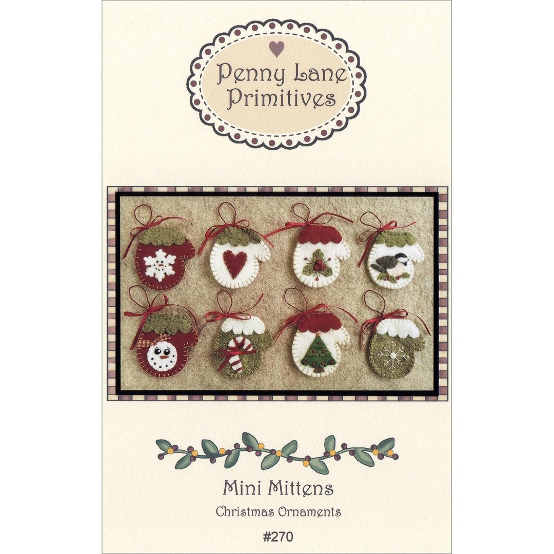 Mini Mittens Wool Christmas Sewing Pattern #270, Hard Copy Applique ...