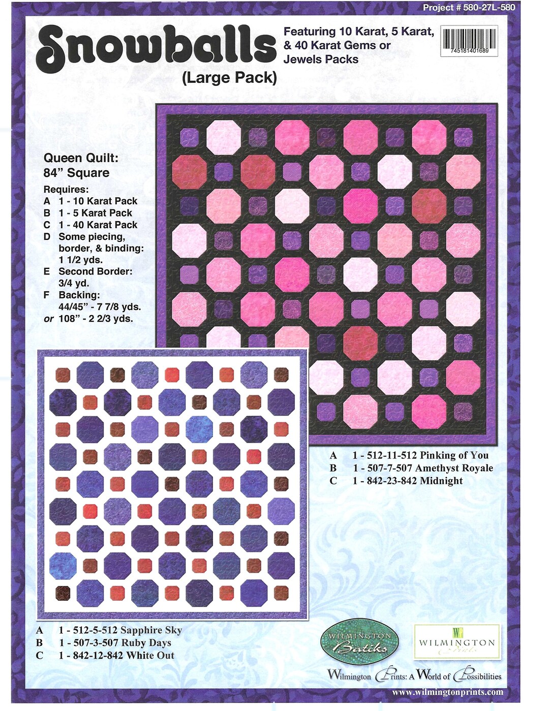 Snowballs Queen Quilt Pattern, PDF Pattern, Precut Pattern, Digital ...