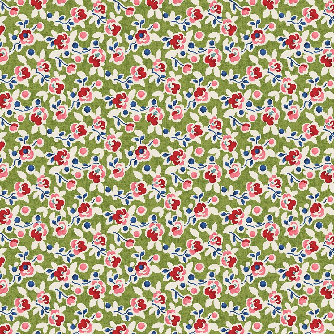 Floral Fabric, Posies Fabric, Willow Green Floral Fabric, Wander Lane ...
