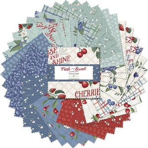Cherry Fabric, Berry Fabric, Fresh & Sweet, Cherry Toss Blue 88648-437 ...
