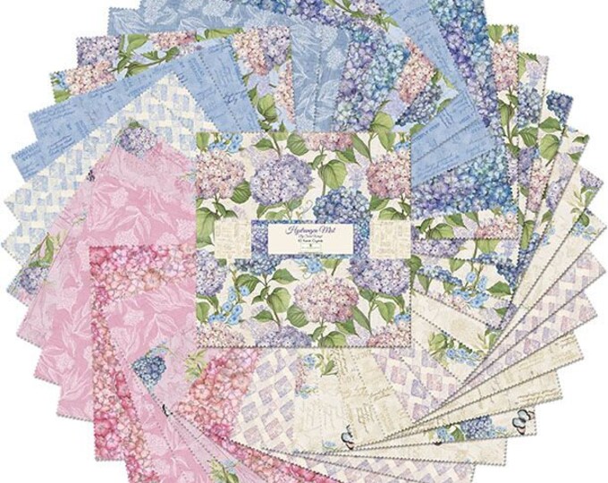 Hydrangea Mist Layer Cake, Susan Winget for Wilmington Prints, Precut Fabric, 10x10 Fabric ...