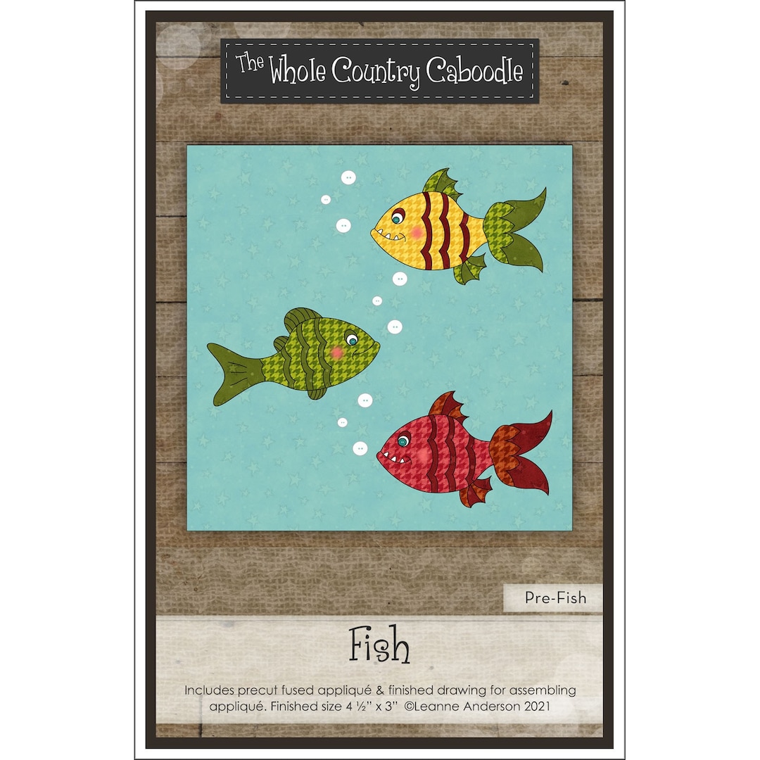 Fish Applique, Fusible Applique, Red Fish, Green Fish, Yellow Fish ...