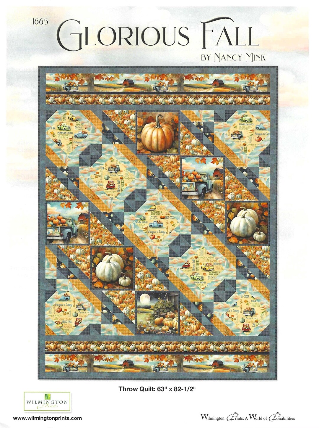 Glorious Fall Throw Quilt Pattern, Paper Pattern, 63" X 82.5" Pattern ...