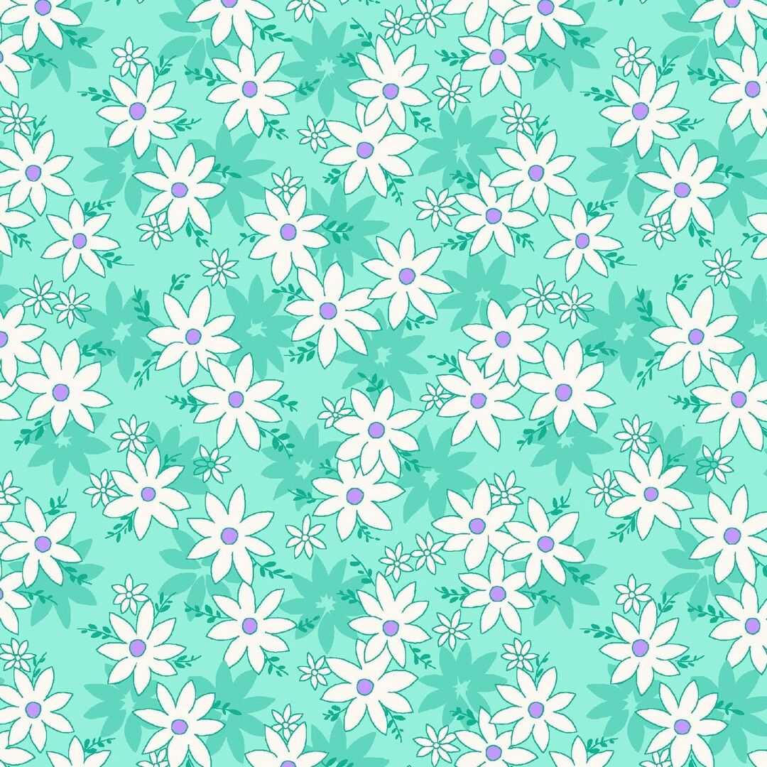 Nana Mae 8, Large Daisy Aqua 1493 60, Henry Glass, 1930s Inspired ...