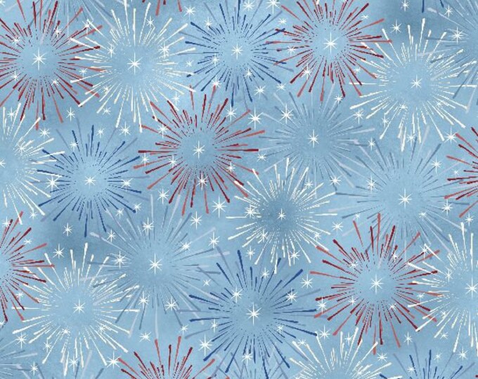 Patriotic Fabric, Fireworks Fabric, Americana Fireworks Denim 84469 401 ...