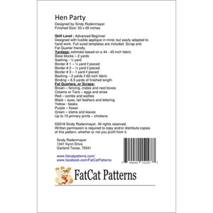 Hen Party Quilt Pattern, Chicken Applique, Hard Copy Pattern, Chicken ...