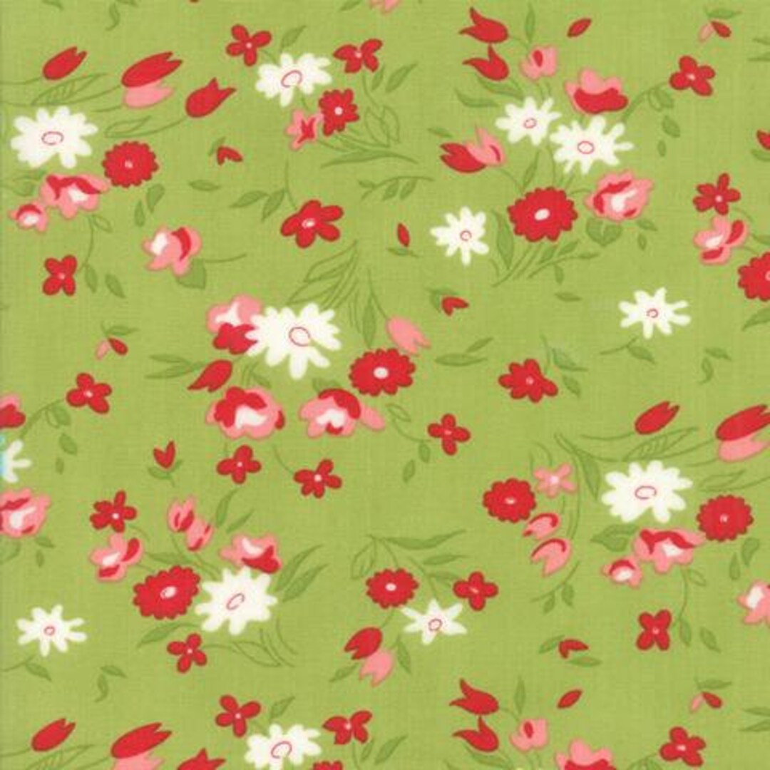 Small Floral Fabric, Little Snippets, Small Green Floral, Bonnie ...