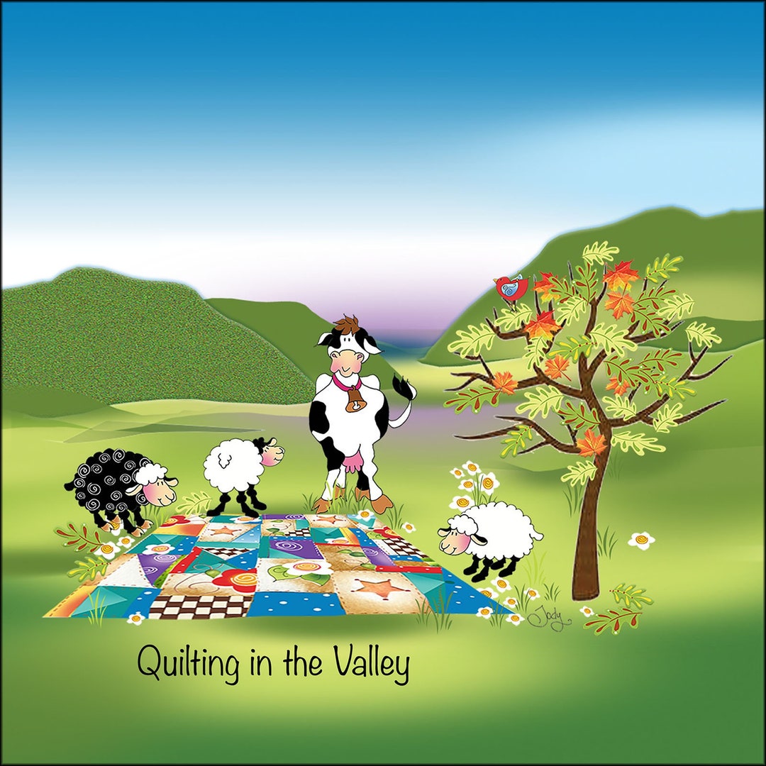 Quilt Valley JHD7-5, Jody Houghton Designs, Sheep Fabric Panel, Cow ...