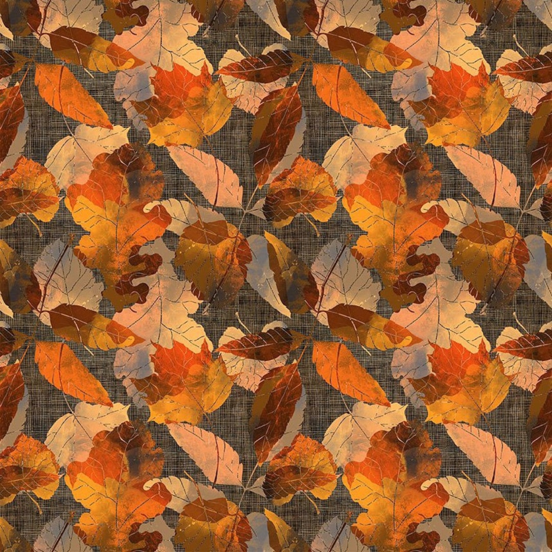 Autumn Leaves Fabric Fall Fabric Digital Print Reflections - Etsy