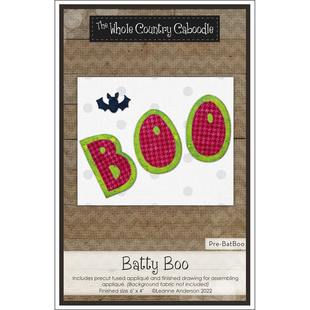Batty Boo Applique Pattern, Halloween Applique, Precut Fused Applique ...