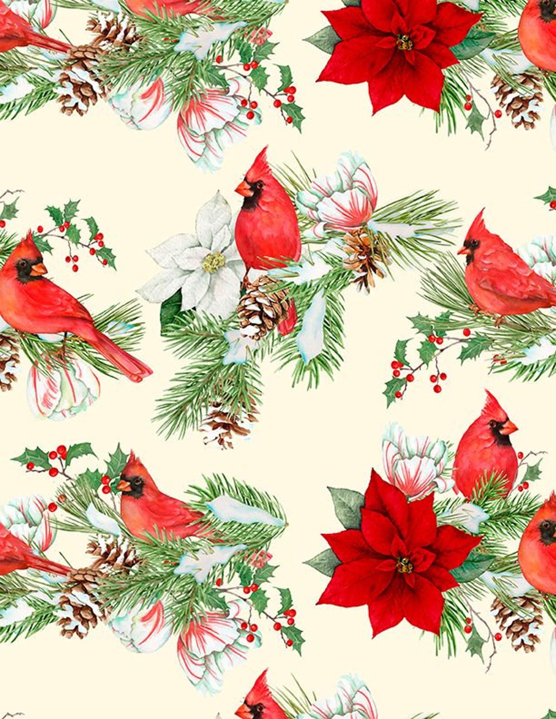 Cardinal Cozy, Cardinals All Over Cream 33890-137, Wilmington Prints ...