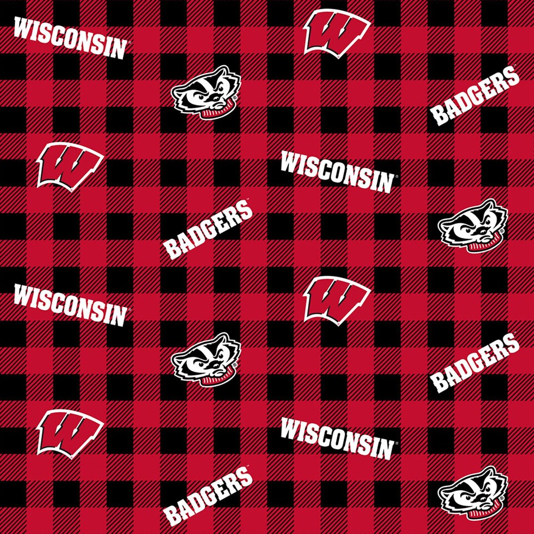 Uw-wisconsin, Badgers Fabric #1207, Red Buffalo Plaid Fabric, Sykel ...