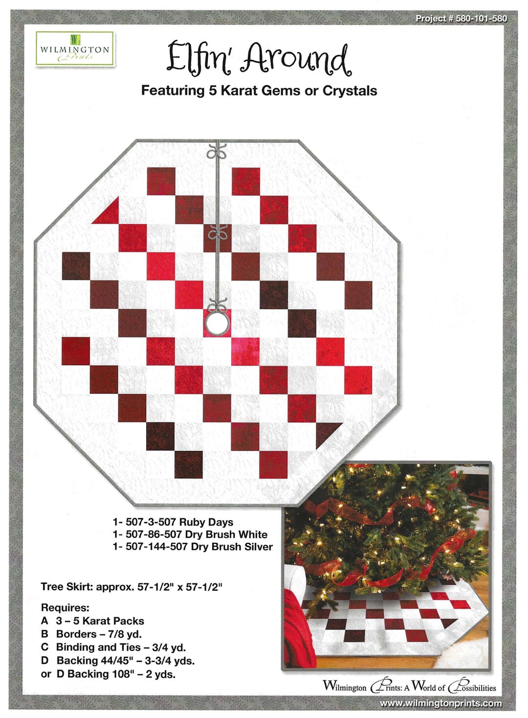 Elfin Around Tree Skirt Pattern - Christmas Octagon Design Paper Precut ...
