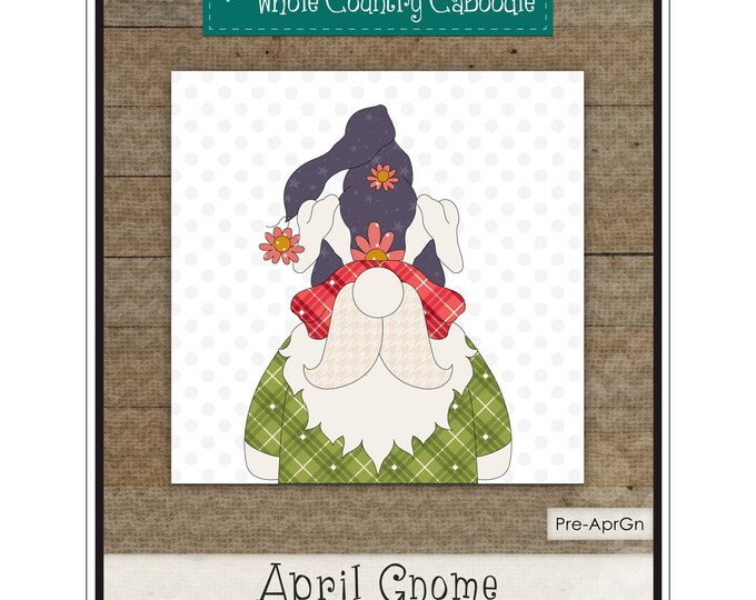 April Gnome, Easter Bunny Gnome, Spring Gnome, Gnome Applique Pattern ...