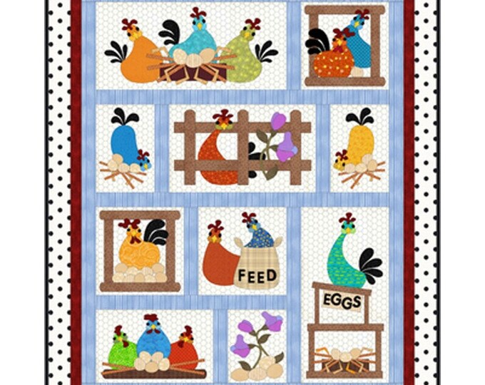 Hen Party Quilt Pattern, Chicken Applique, Hard Copy Pattern, Chicken ...