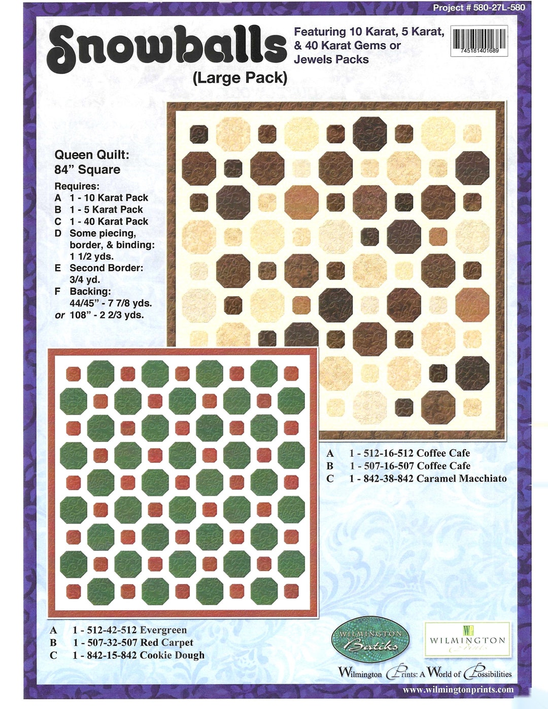 Snowballs Queen Quilt Pattern, Hard Copy Pattern, Precut Pattern, Jelly ...