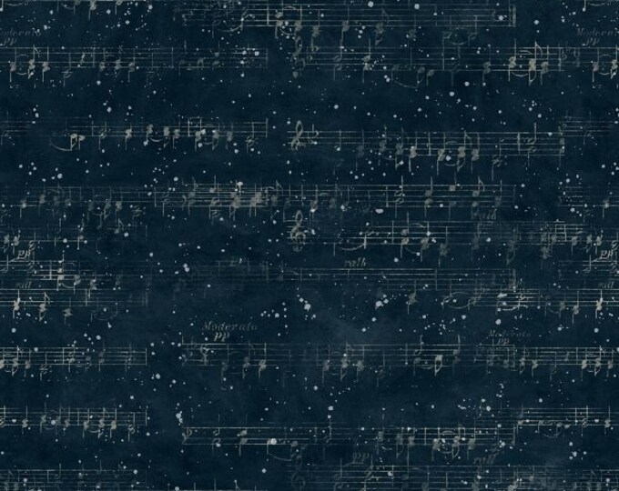Navy Blue Fabric, Music Fabric, Winter Hollow, Music Notes Navy 39750 ...