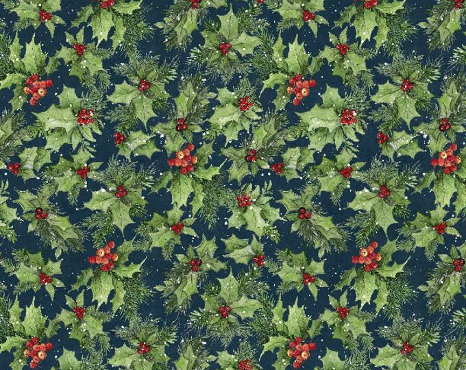 Holly Fabric, Holly Leaves, Berry Fabric, Winter Hollow, Holly Toss ...