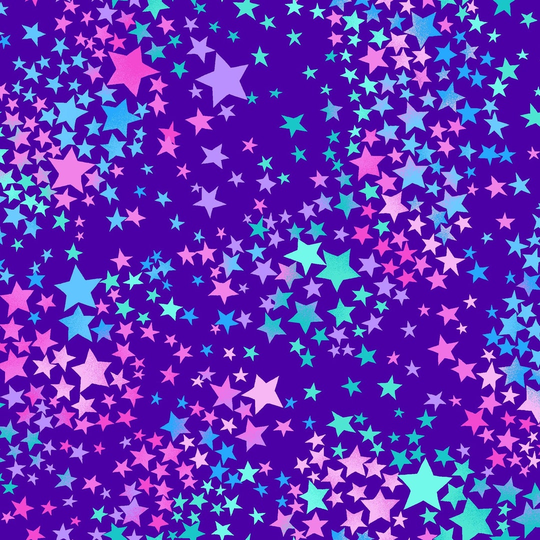 Pink Star Fabric, Blue Star Fabric, Multi Colored Stars, Belle and Blue ...