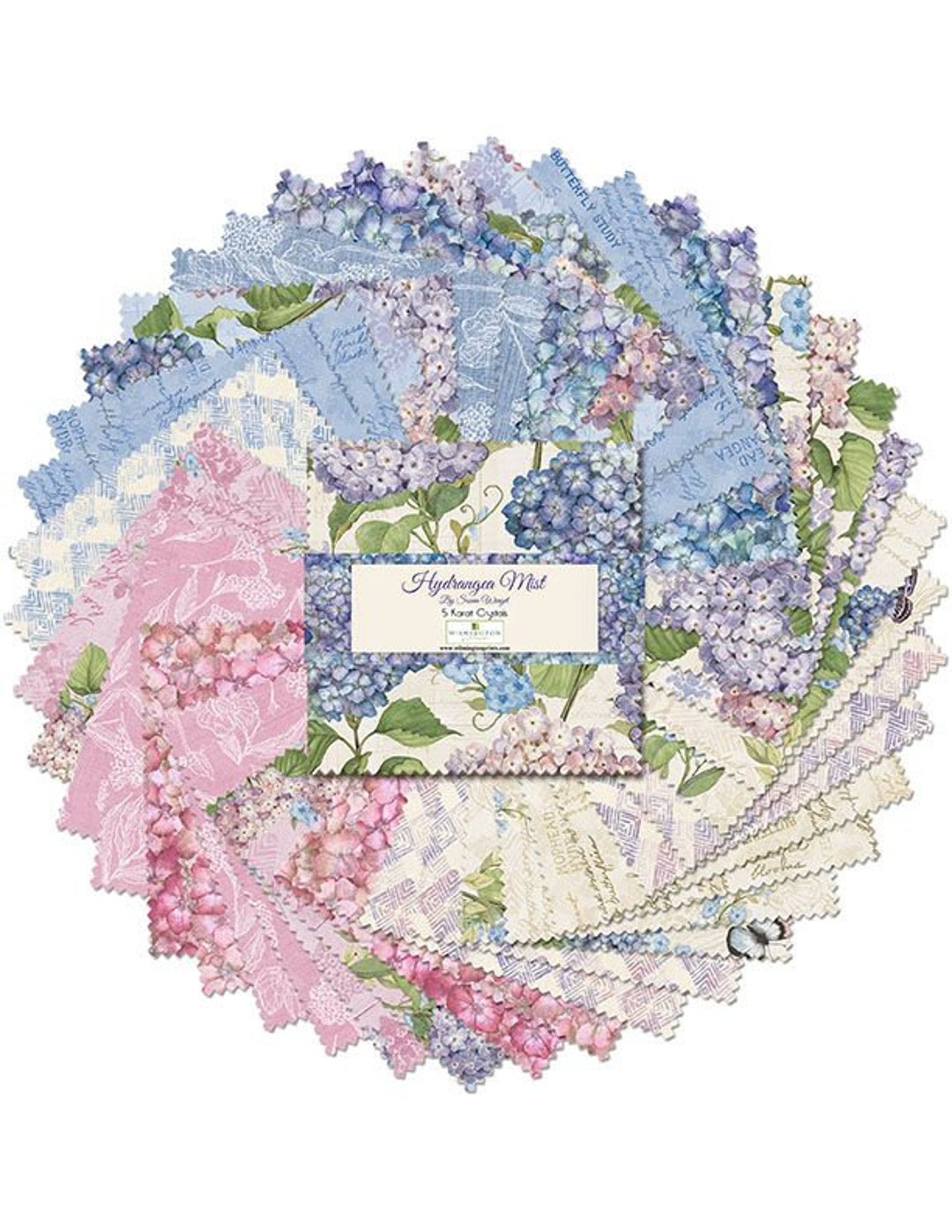 Hydrangea Mist Charm Pack, Susan Winget, Wilmington Prints, Precut Fabric, 5x5 Charm Pack ...