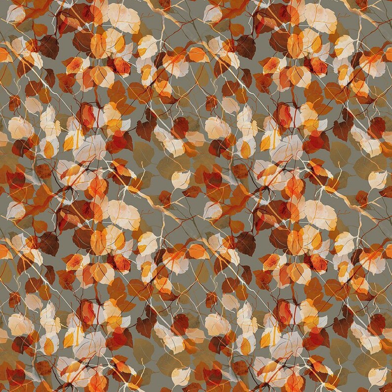 Fall Floral Fabric Digital Print Reflections of Autumn - Etsy